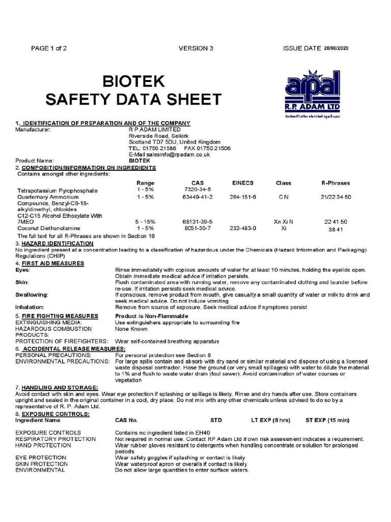 Biotek MSDS-2020 | PDF