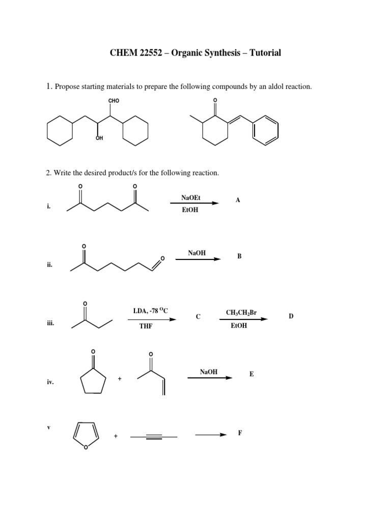 Organic Synthesis Tutorial for CHEM 22552 | PDF | Inorganic Chemistry ...