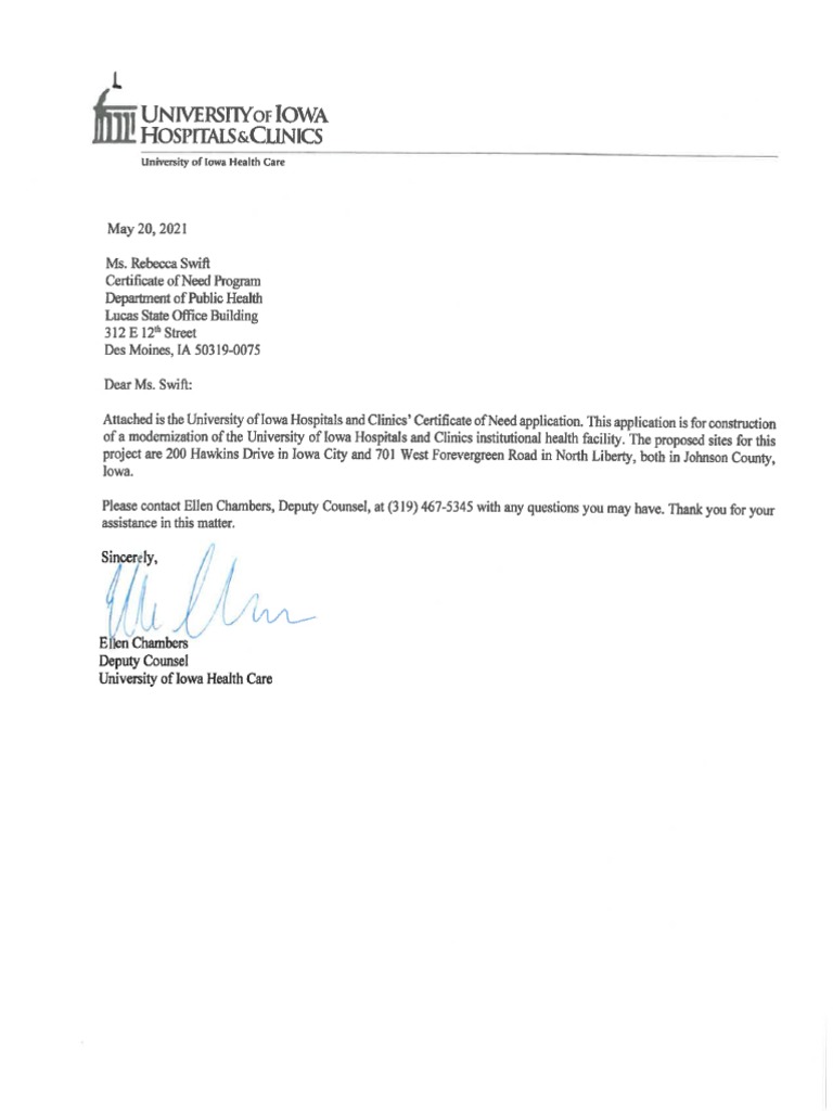 UIHC Certificate of Need Application | PDF