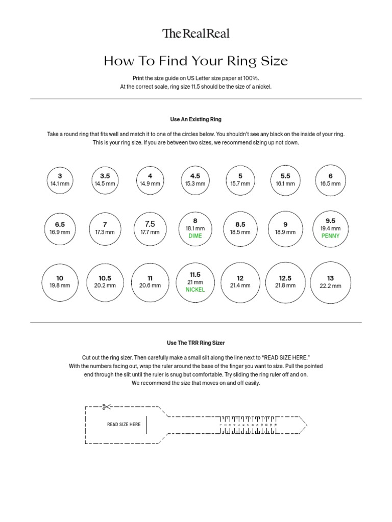 How To Find Your Ring Size: Use An Existing Ring | PDF