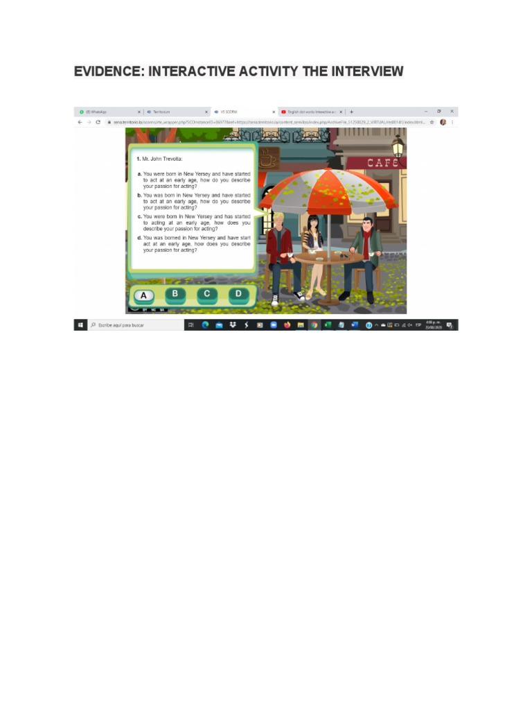 Evidence Nteractive Activity The Interview | PDF