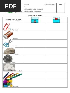Sink Or Float Worksheet Sink And Float Worksheet Printables In The