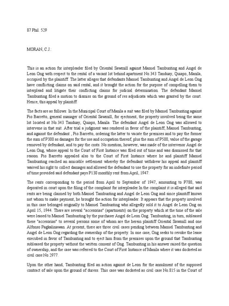 Interpleader Case: Rental Dispute Resolution | PDF | Lawsuit | Lease