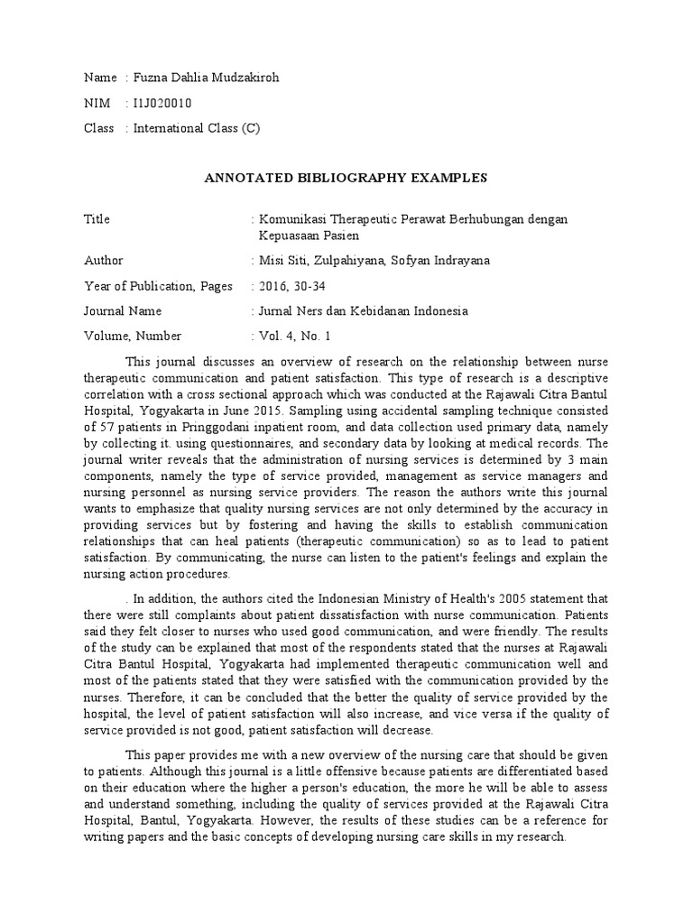 CONTOH ANNOTATED BIBLIOGRAPHY - Id.en | PDF | Muscle | Diseases And ...