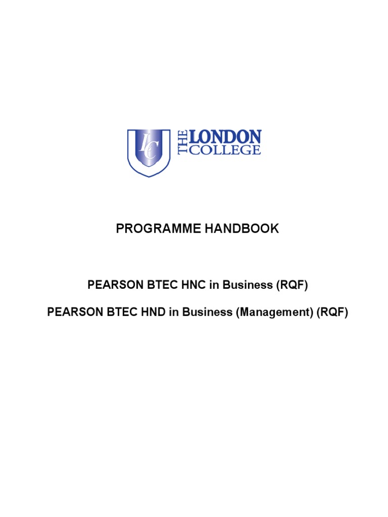 HNC/HND in Business Programme Handbook | PDF | Educational Assessment ...