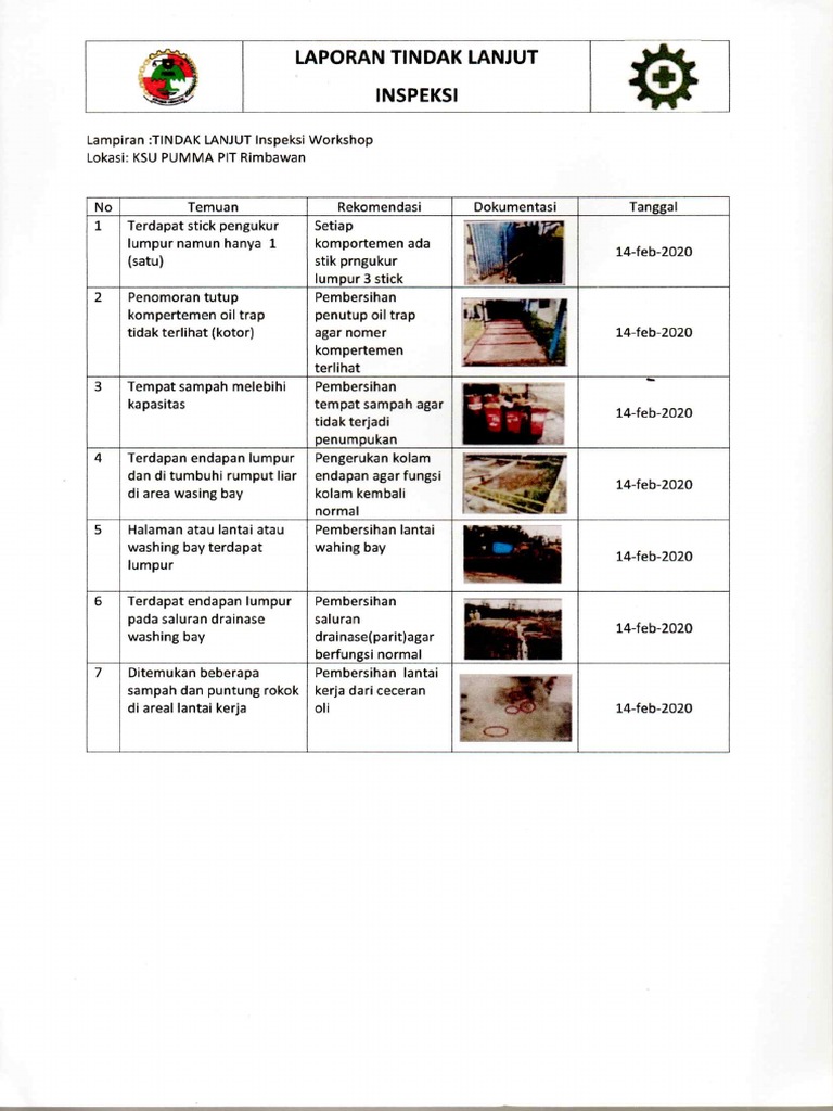 5.laporan Tindak Lanjut Inspeksi | PDF
