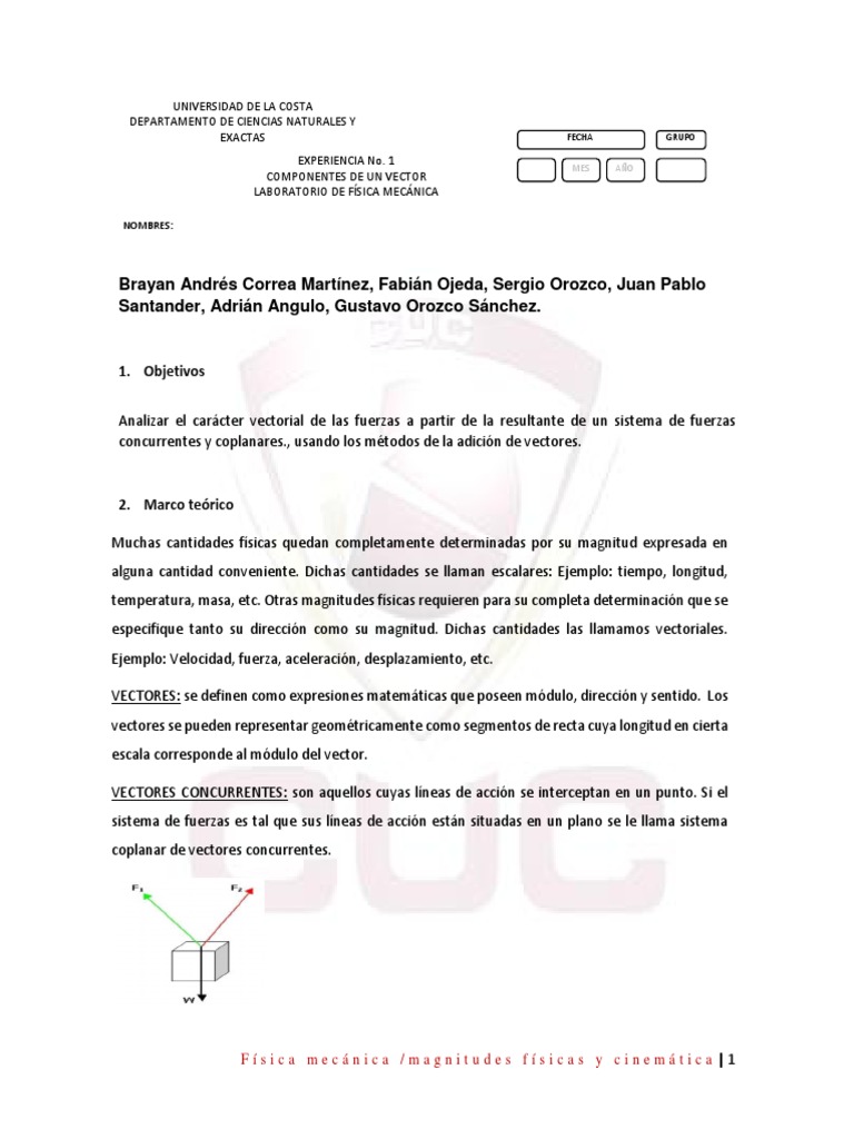 Segundo Lab de Fisica Mecanica | PDF | Vector Euclidiano | Cantidad
