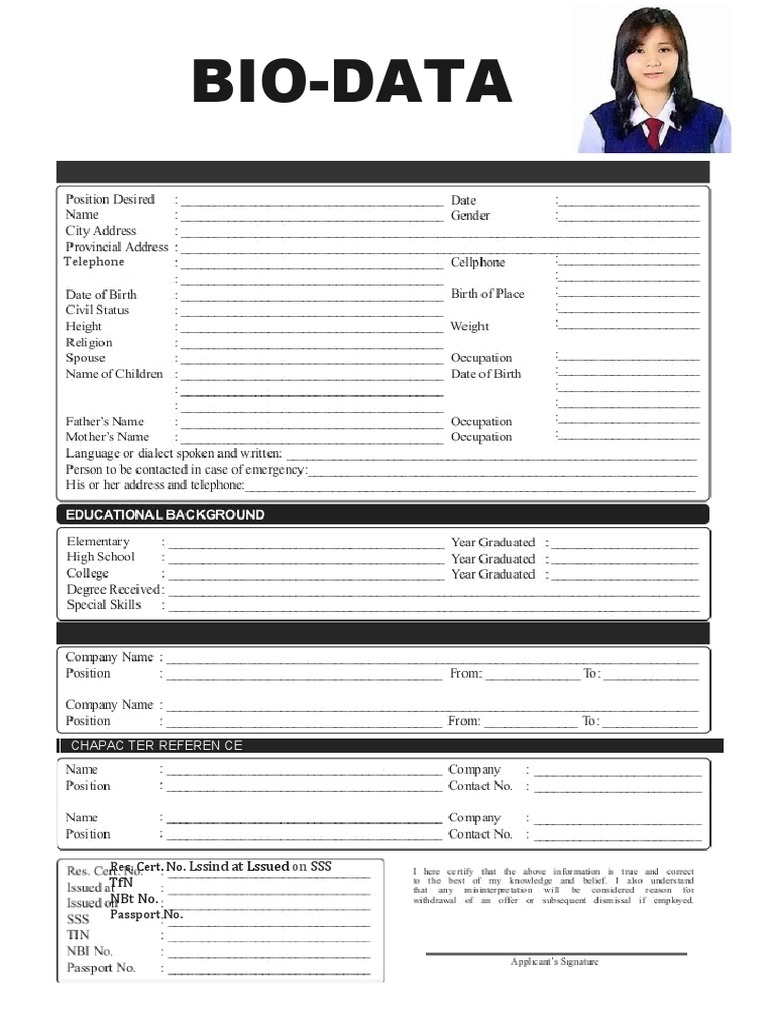Bio Data Form Philippines Copyrighted 1 638 | PDF | Cooking, Food & Wine