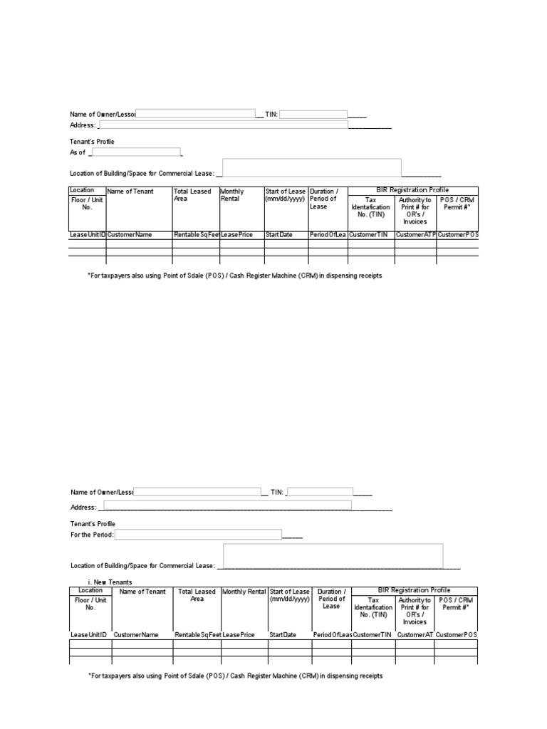 Lessee Information Statement Template | PDF | Lease | Point Of Sale