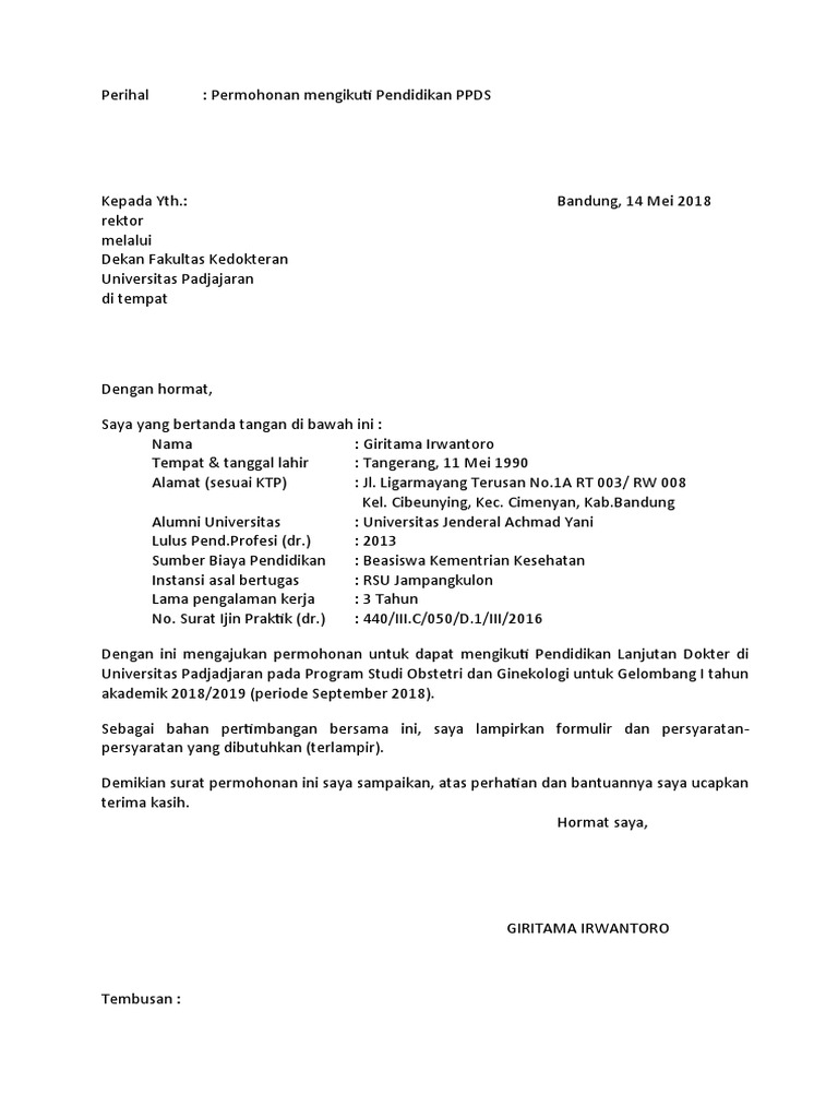 Surat Untuk Rektor | PDF