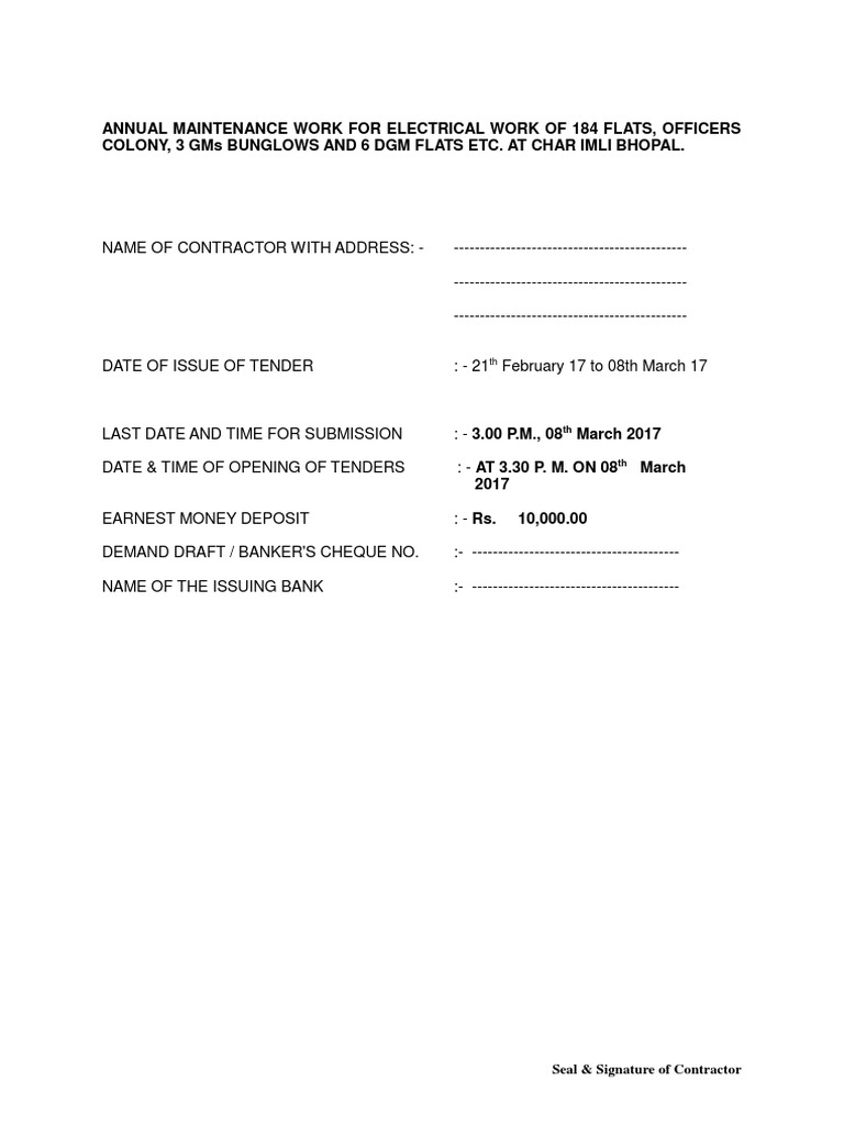 Electrical Maintenance Tender Bhopal | PDF | Electric Power ...