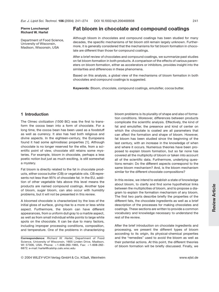 Fat Bloom in Chocolate and Compound Coating | PDF | Chocolate | Fat