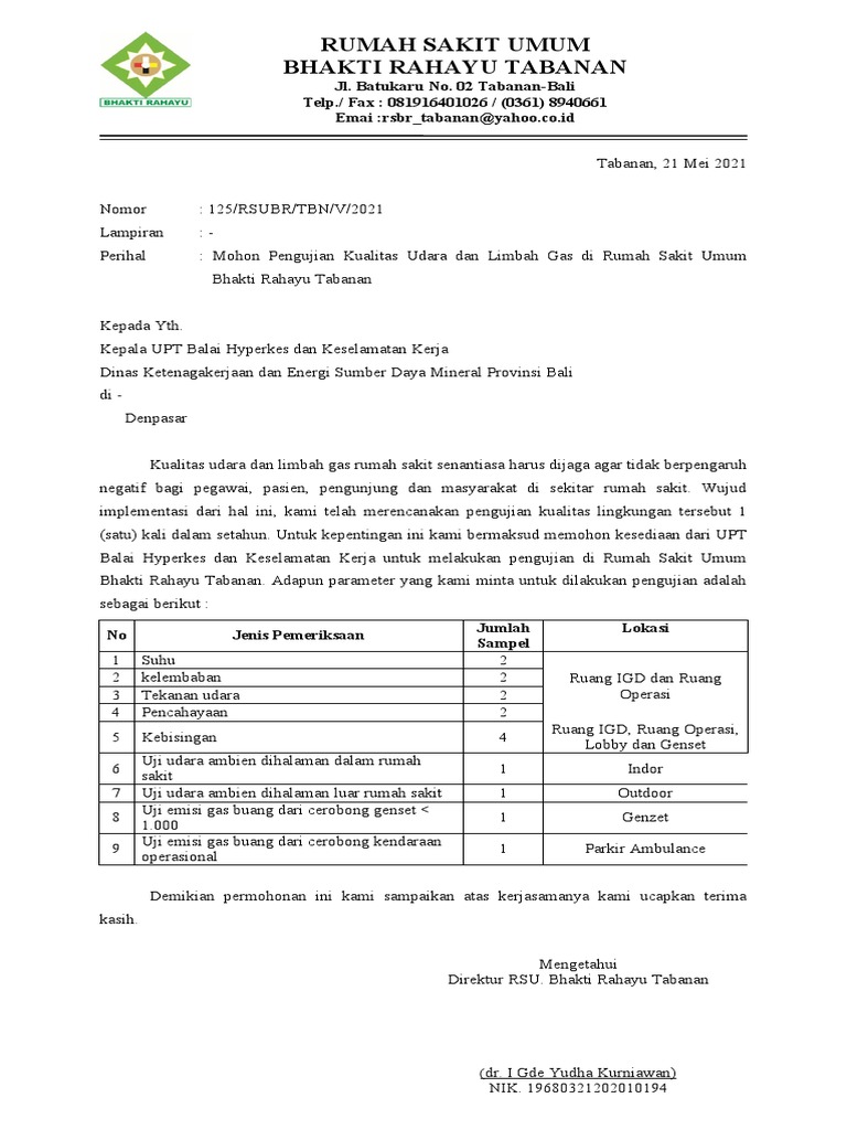 Surat Hyperkes Tabanan | PDF