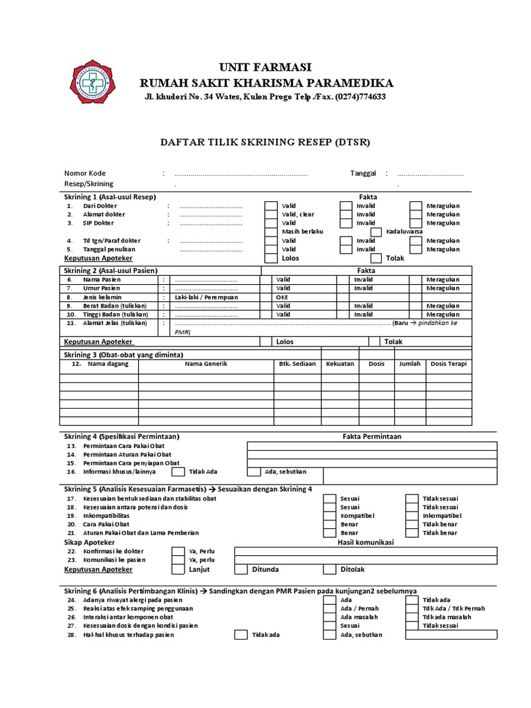 Skrining Resep Obat di RS Kharisma | PDF | Pengembangan Diri | Sains ...