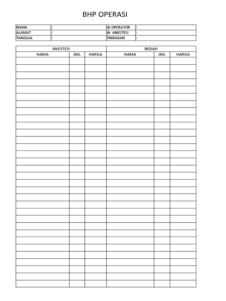 Form BHP Operasi | PDF