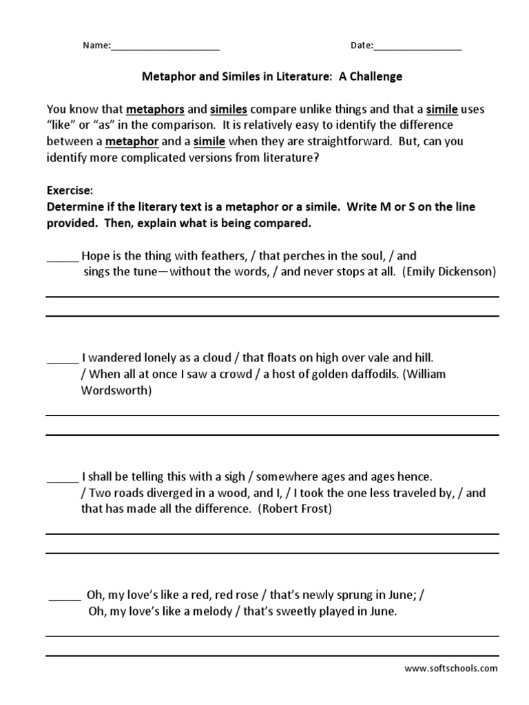 Metaphors and Similes Literary Challenge | PDF | Metaphor | Poetry