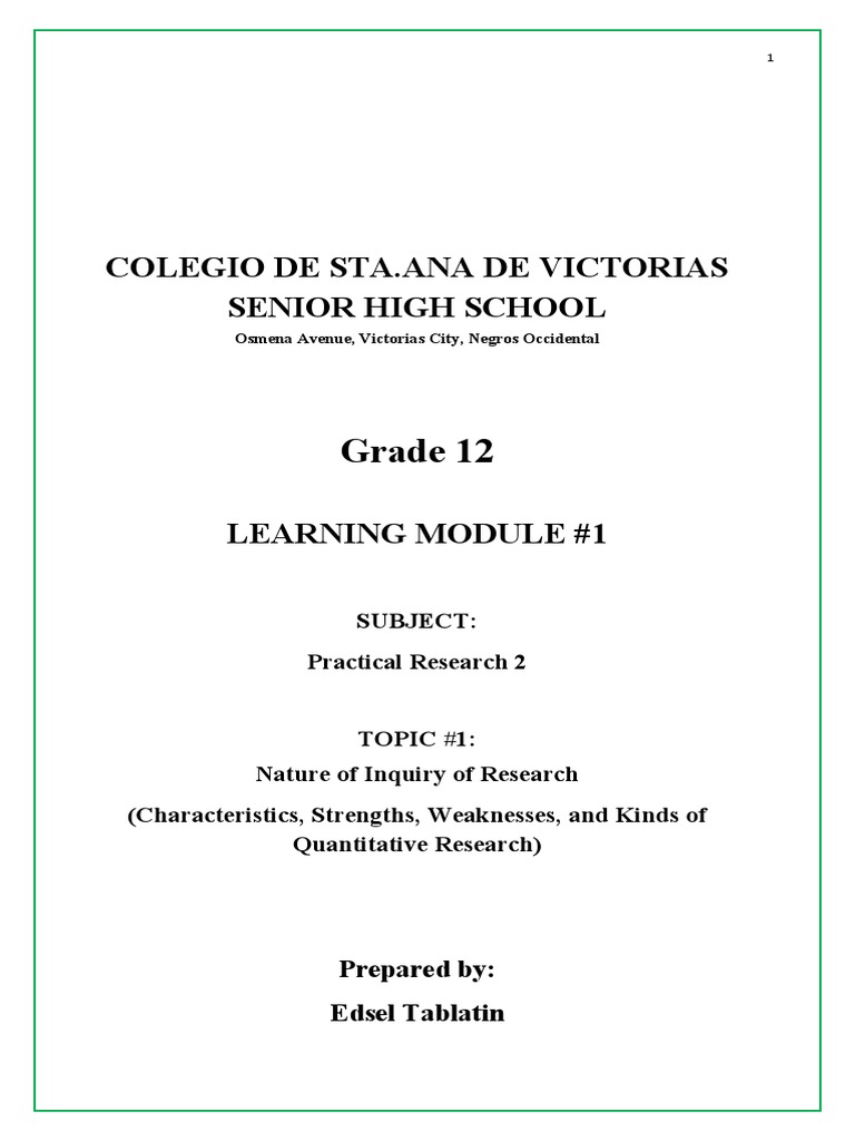 Grade 12: Colegio de Sta - Ana de Victorias Senior High School | PDF ...