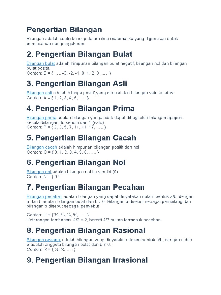 Jenis Bilangan Dan Contohnya | PDF