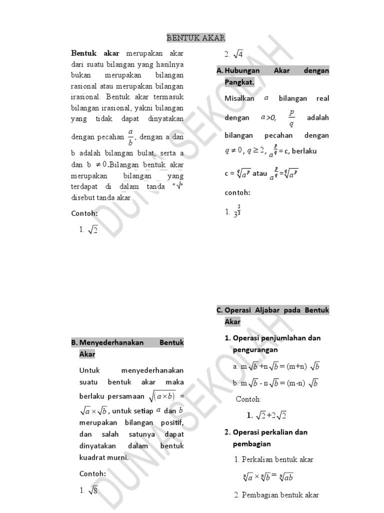 Bentuk Akar 3 | PDF