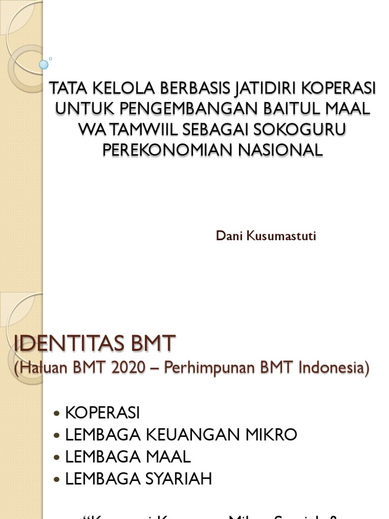 Tata Kelola Berbasis Jatidiri Koperasi Untuk Pengembangan BMT | PDF | Bisnis