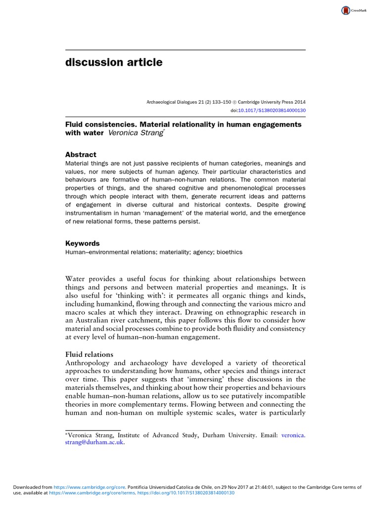 Fluid Consistencies Material Relationality in Human Engagements With ...