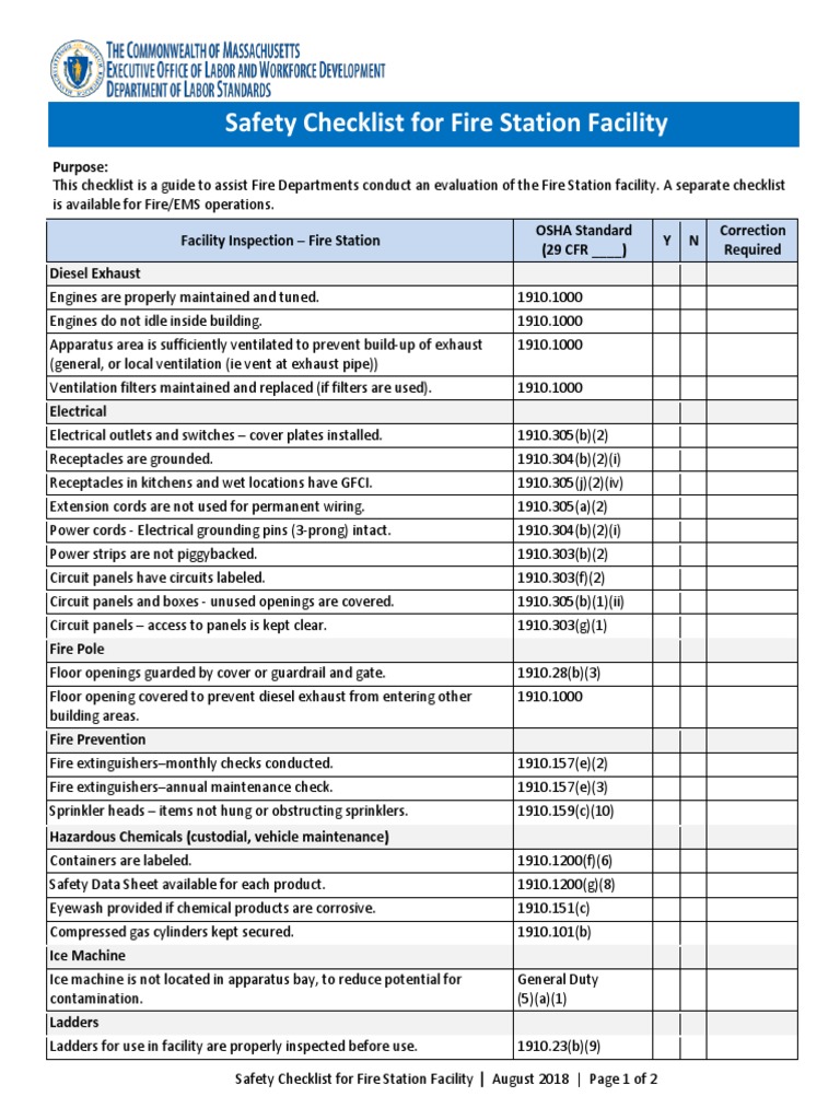 Osha Fire Prevention Checklist Fire Safety At Work Colab