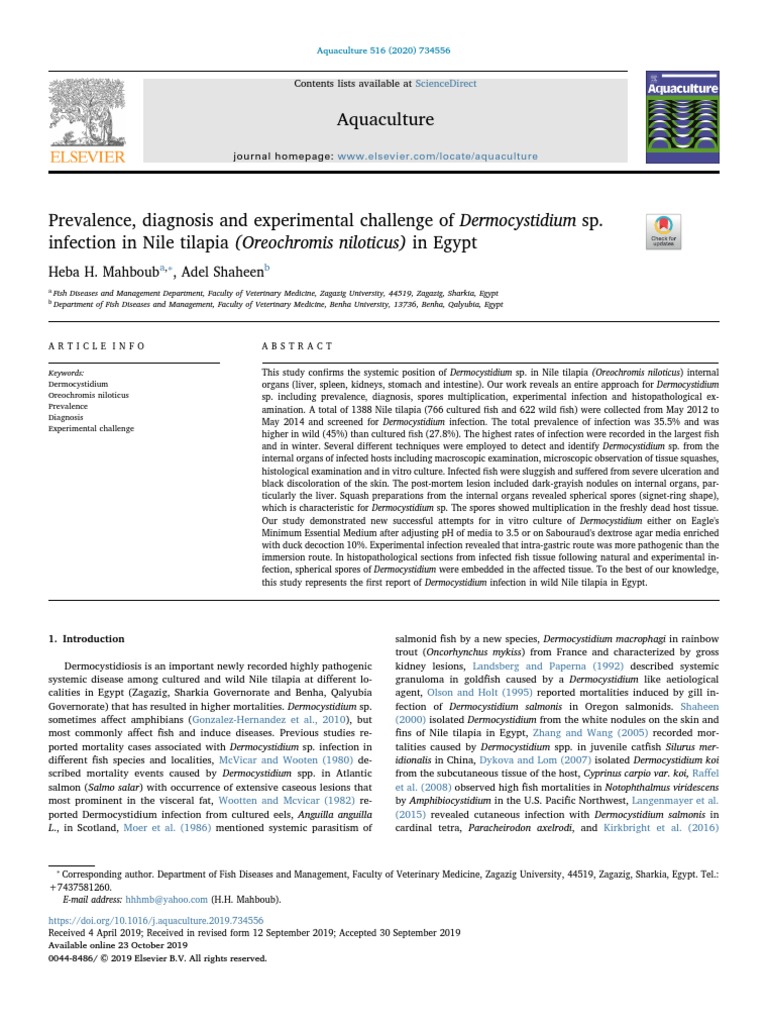 Dermocystidium | PDF | Infection | Fish