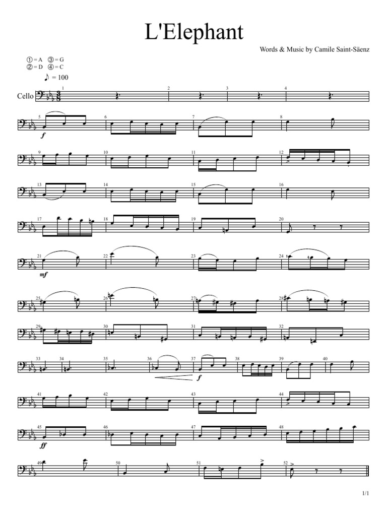 L'Elephant - Saint Saens | PDF