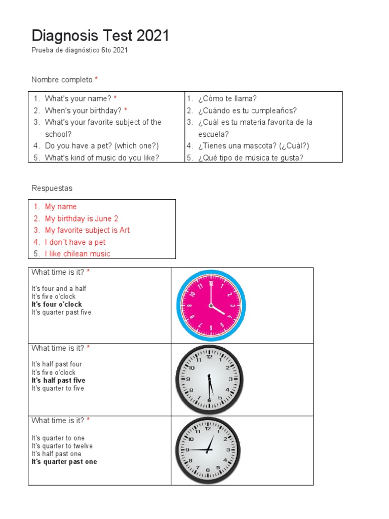 Diagnosis Test 2021 | PDF | Language Arts & Discipline
