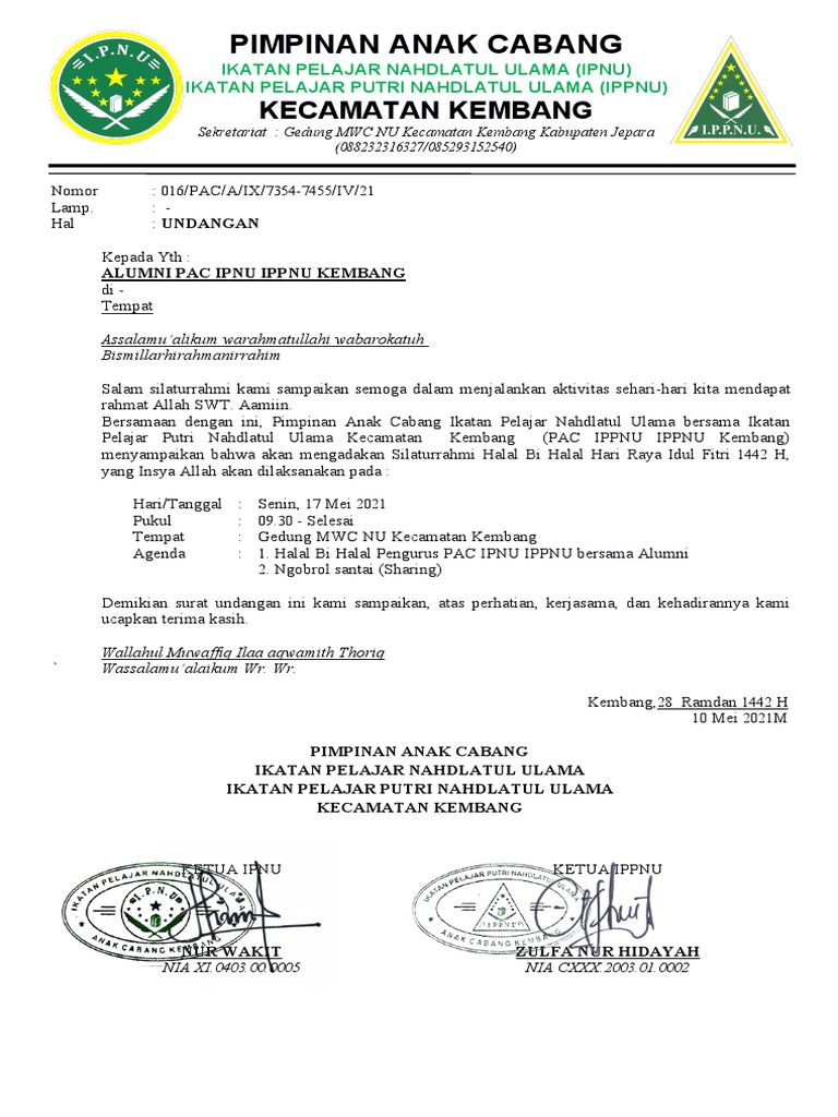 016 Surat Halal Bi Halal 1 | PDF