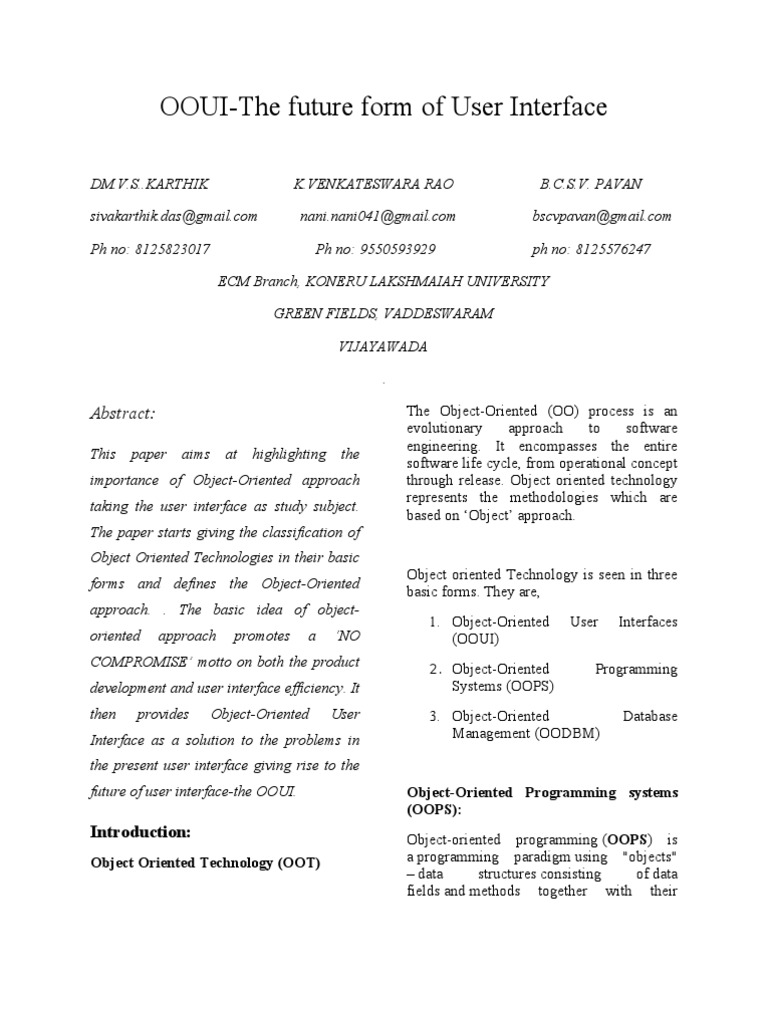 OOUI As The Future UI | PDF | Graphical User Interfaces | Object Oriented Programming