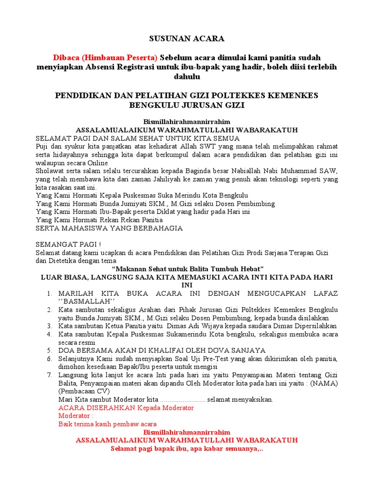 Pembawa Acara & Moderator Diklat | PDF