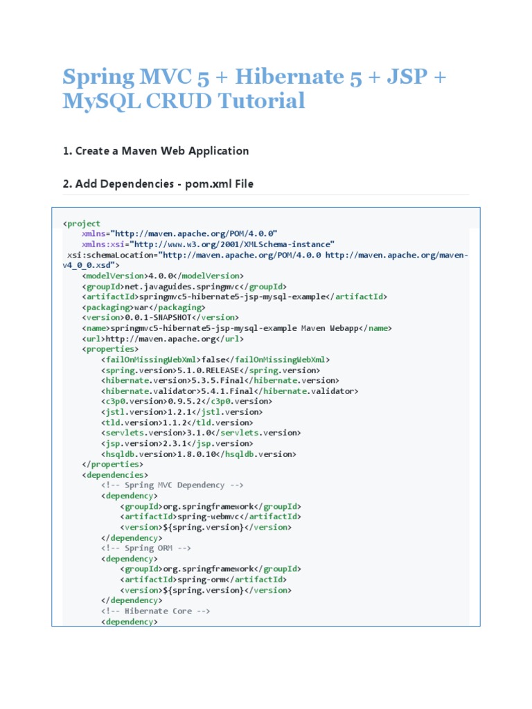 Spring Mvc 5 Hibernate 5 Jsp Mysql Crud Tutorial Descargar Gratis Pdf Spring Framework