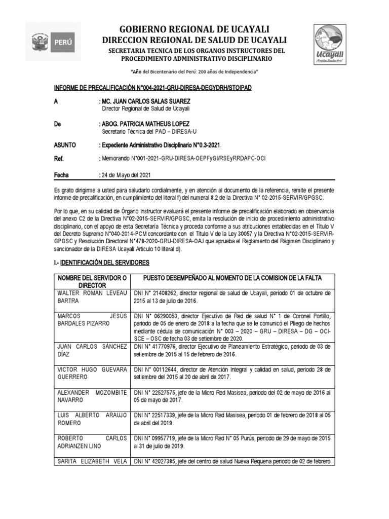 Informe De PrecalificaciÓn N°004 2021 Informe 003 2019 2 0836 Pdf