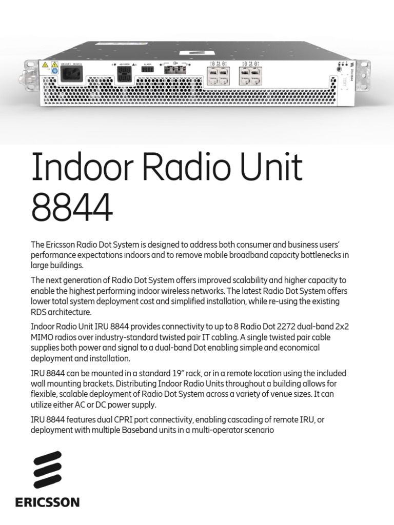 Indoor Radio Unit 8844 | PDF | Power Supply | Alternating Current