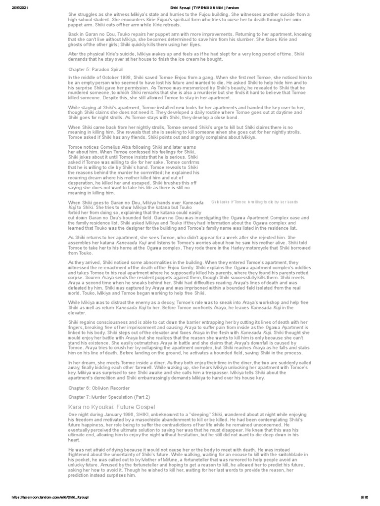 Shiki Ryougi - TYPE-MOON Wiki - Fandom5 | PDF