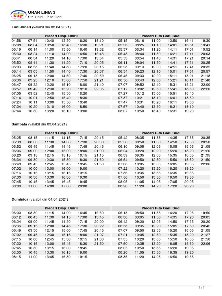 Horaires Bus Ligne 3 | PDF
