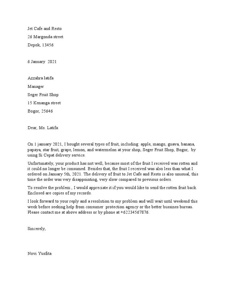 Contoh Complaint Letter | PDF