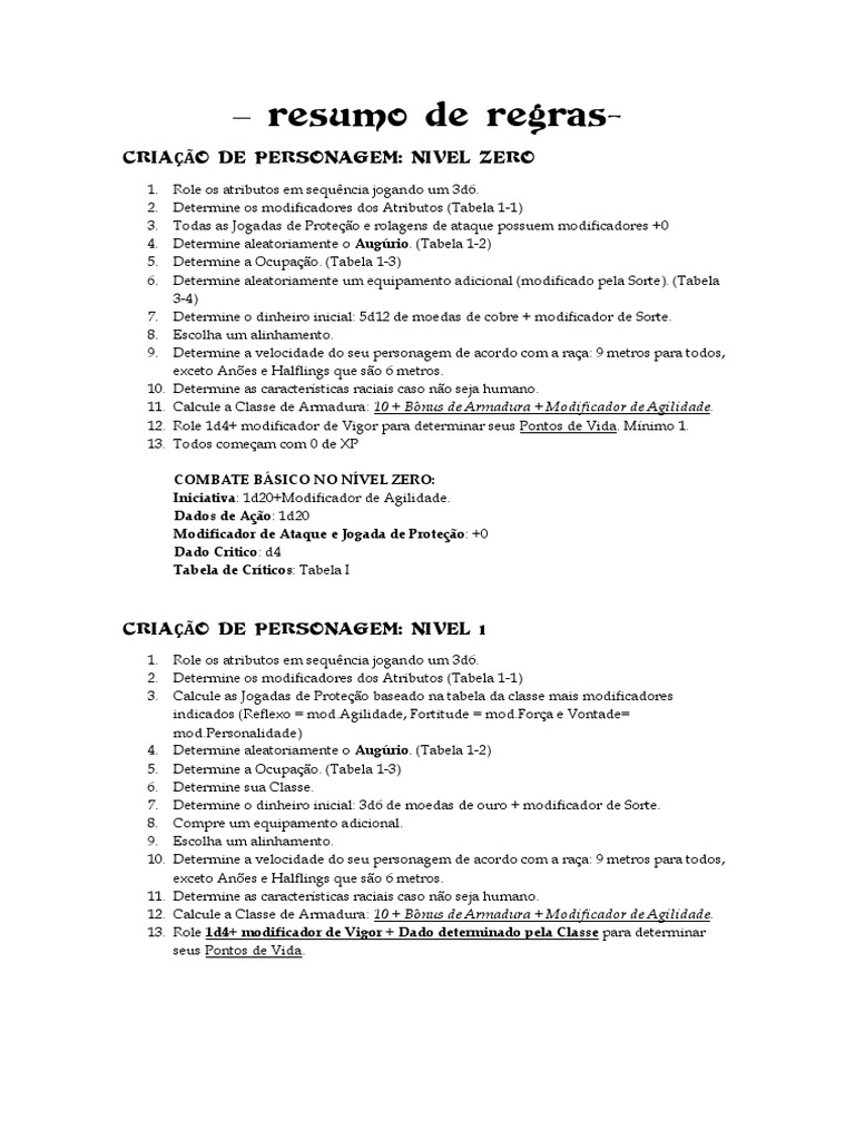 Tabelas DCC RPG v1 PTBR | PDF | Armamento | Natureza