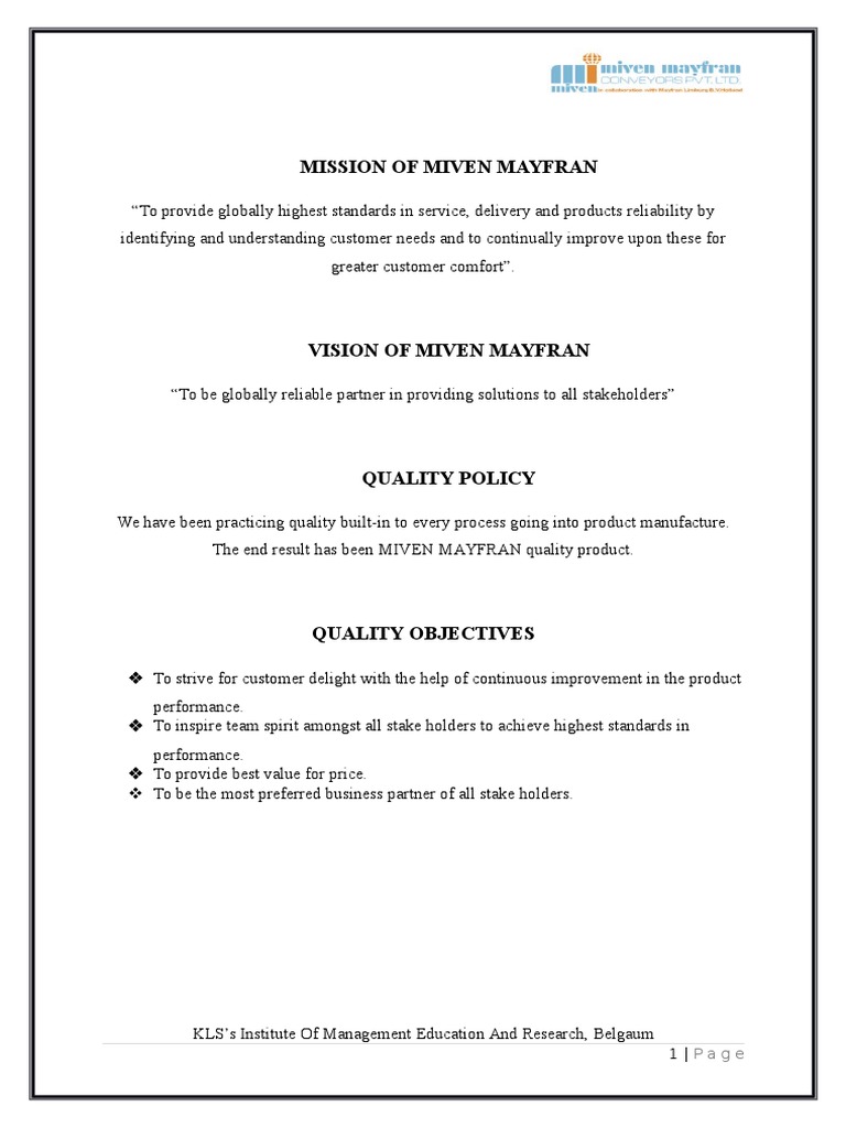 Mission of Miven Mayfran | PDF | Machine Tool | Machines