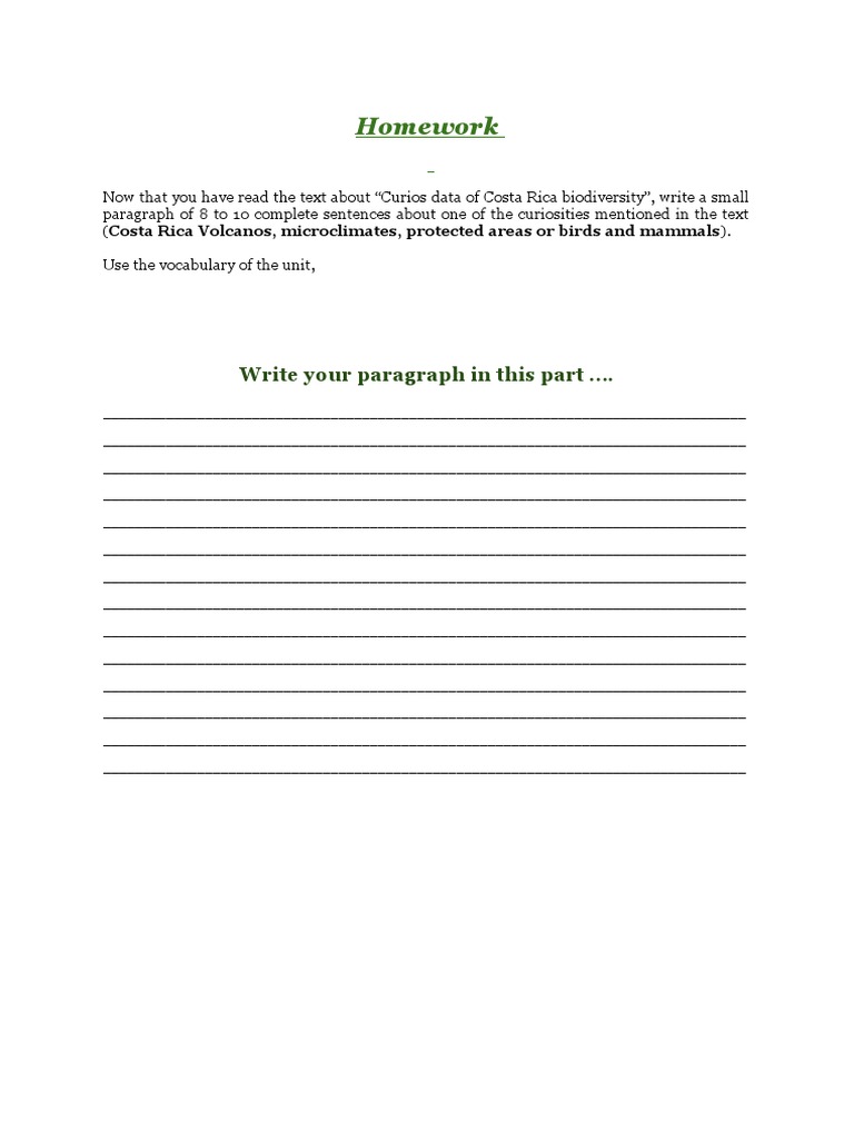 Homework: Write Your Paragraph in This Part | PDF