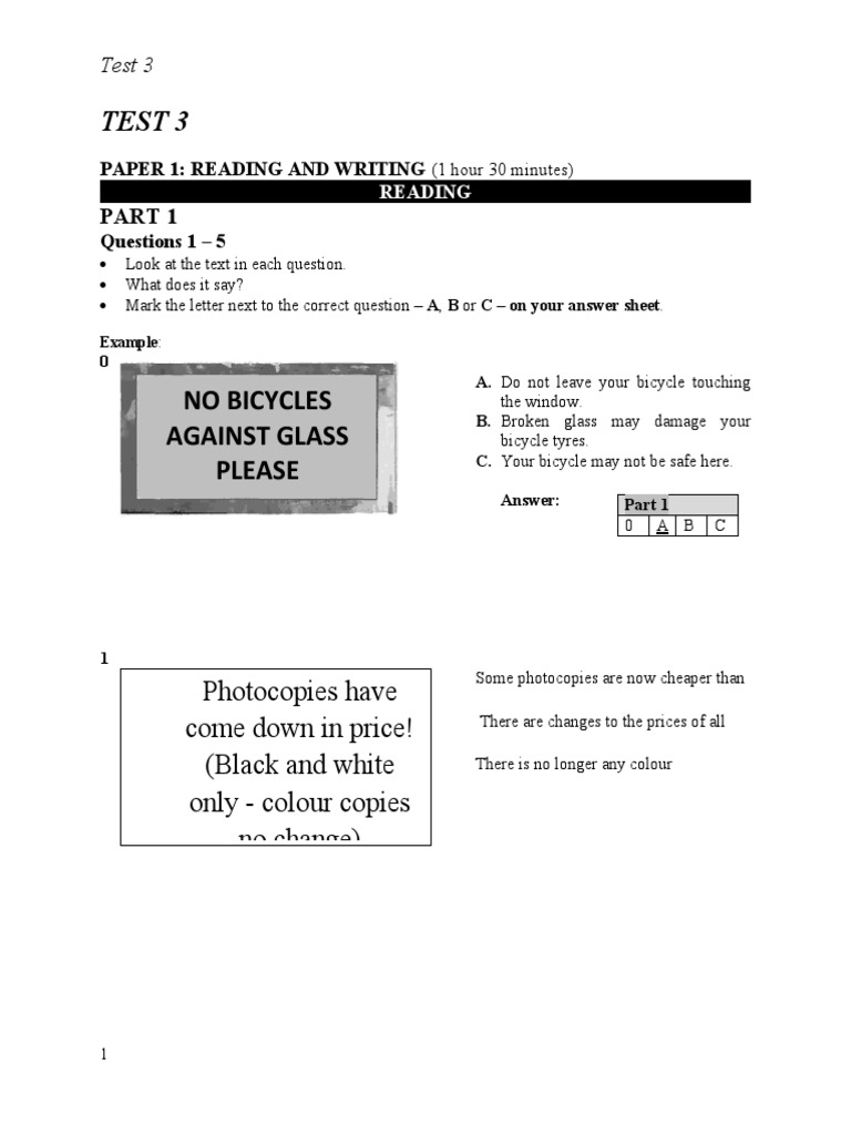 TEST 3 + Key + PET5 | PDF | Shoe