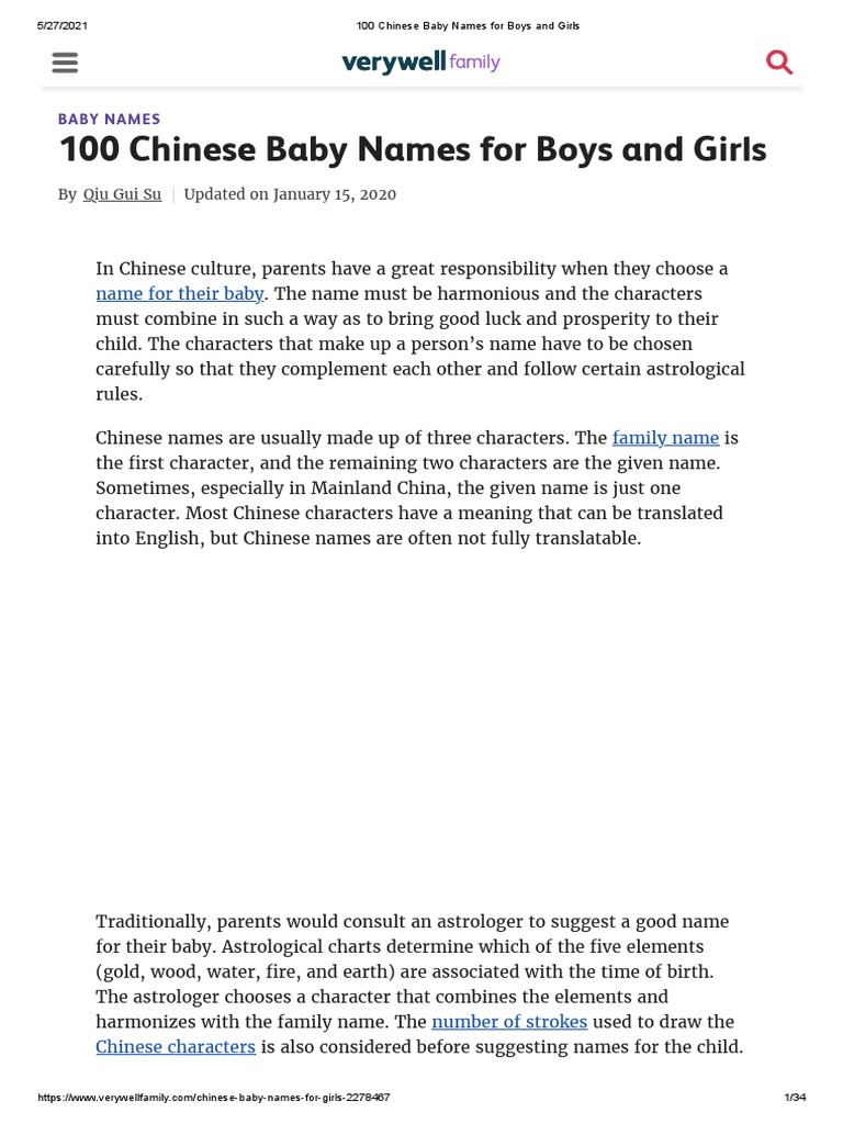 Concise Insights into 100 Popular Chinese Baby Names for Boys and Girls ...