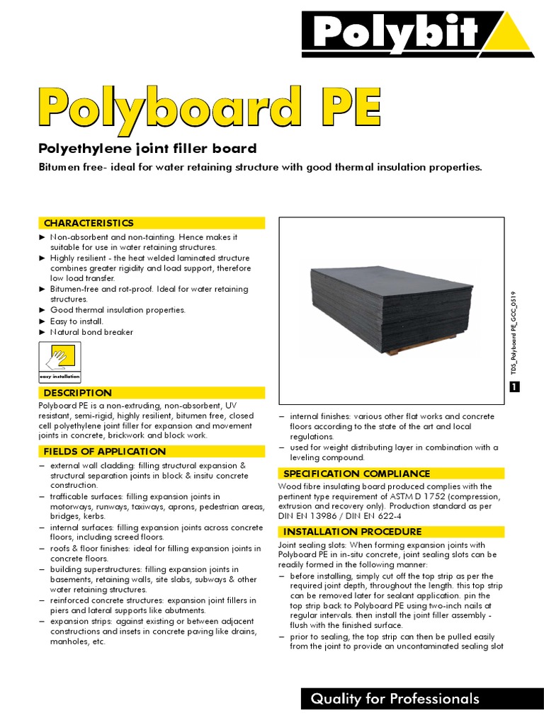 Polyboard PE: Polyethylene Joint Filler Board | PDF | Building ...