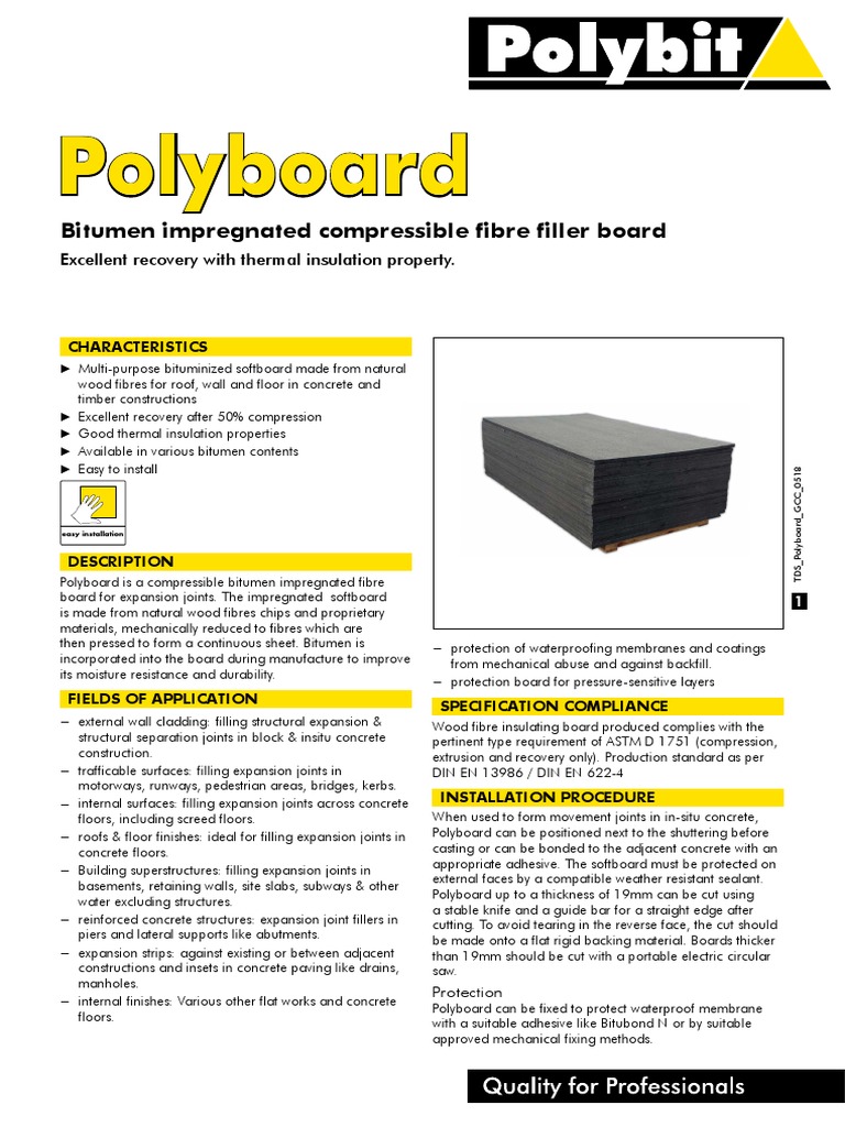 Polyboard: Bitumen Impregnated Compressible Fibre Filler Board | PDF ...
