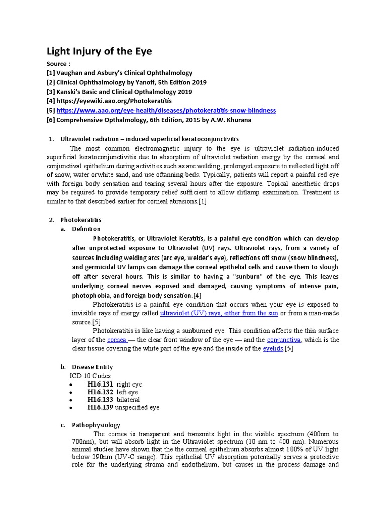 Light Injury of The Eye | PDF | Ultraviolet | Retina