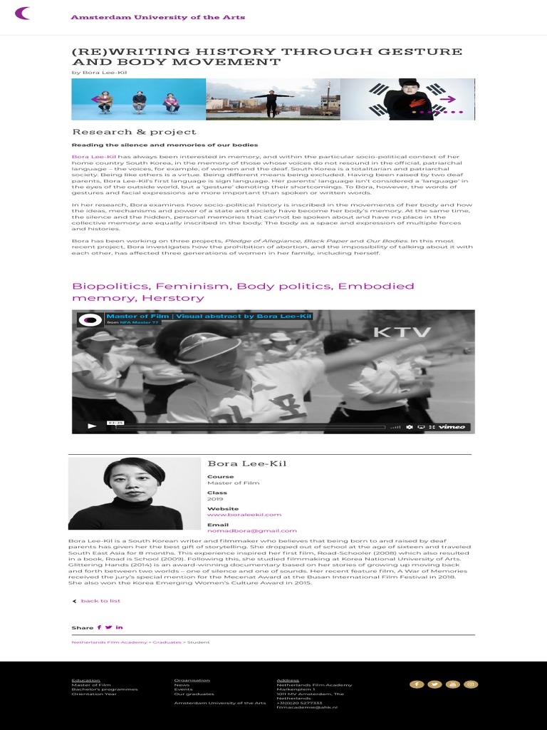 Bora Lee-Kil - Lichting 2019 - Netherlands Film Academy | PDF | Languages