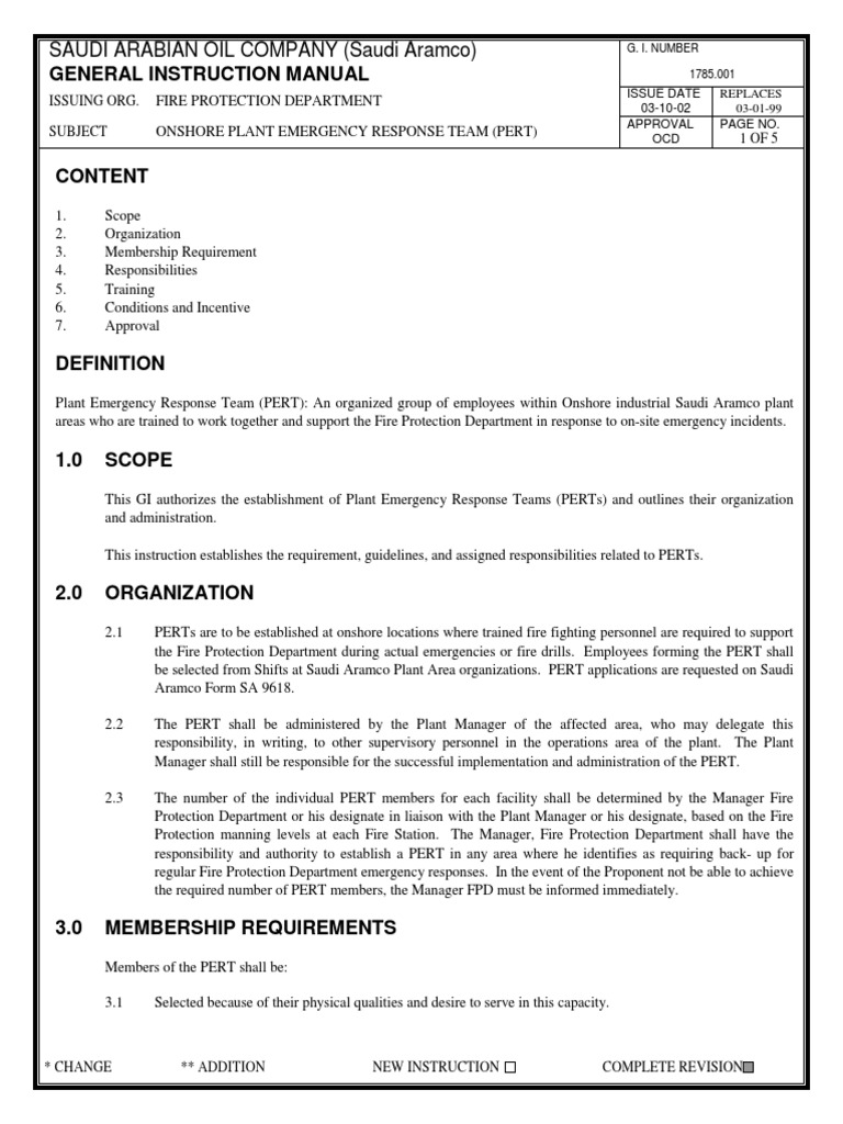 General Instruction Manual: Saudi Arabian Oil Company (Saudi Aramco ...