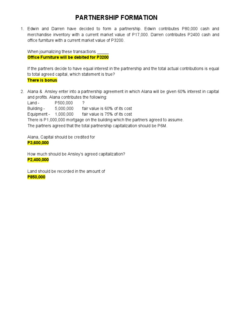 Partnership Formation Document | PDF