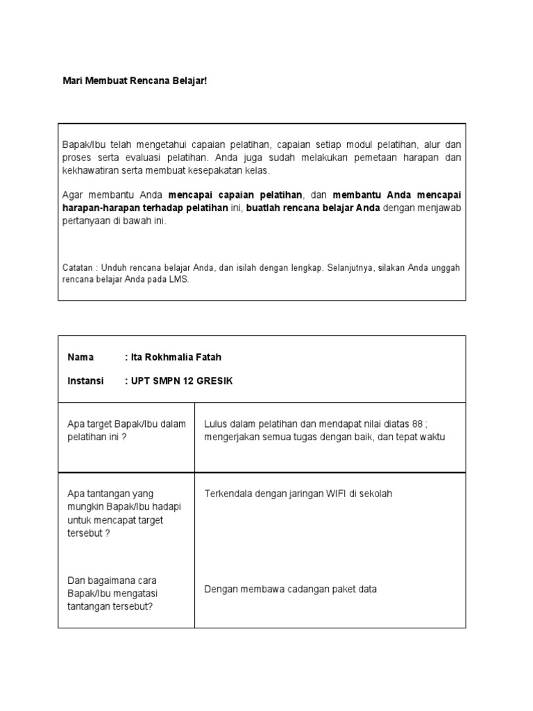 Membuat Rencana Belajar | PDF